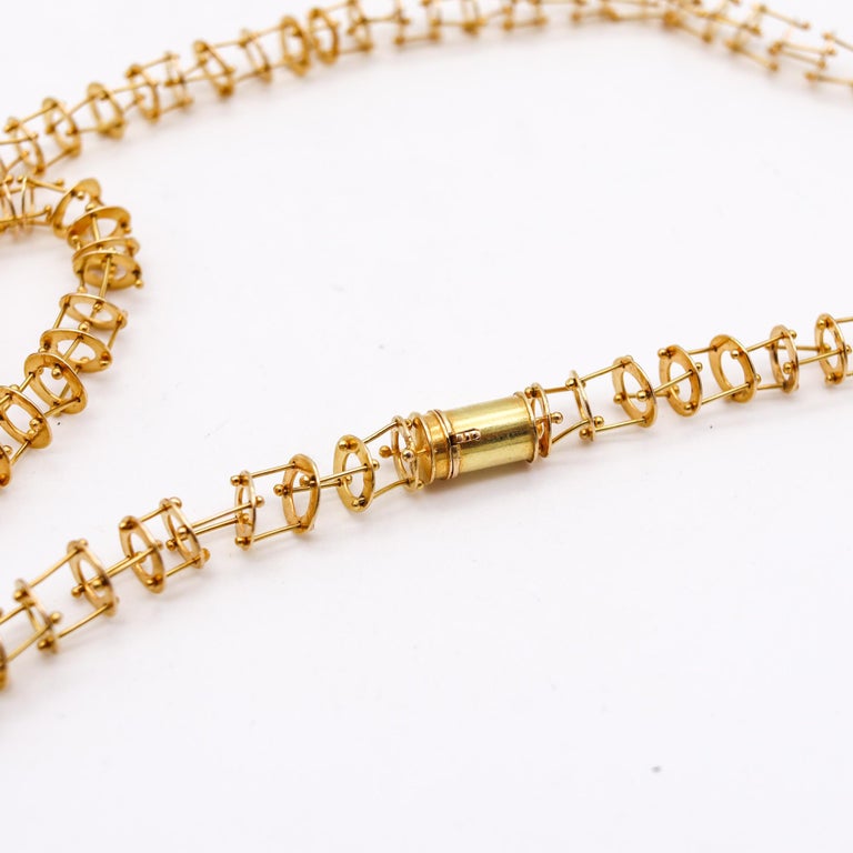 Alberto Zorzi 1980 Geometric Articulated Chain Necklace in 18 Karat ...