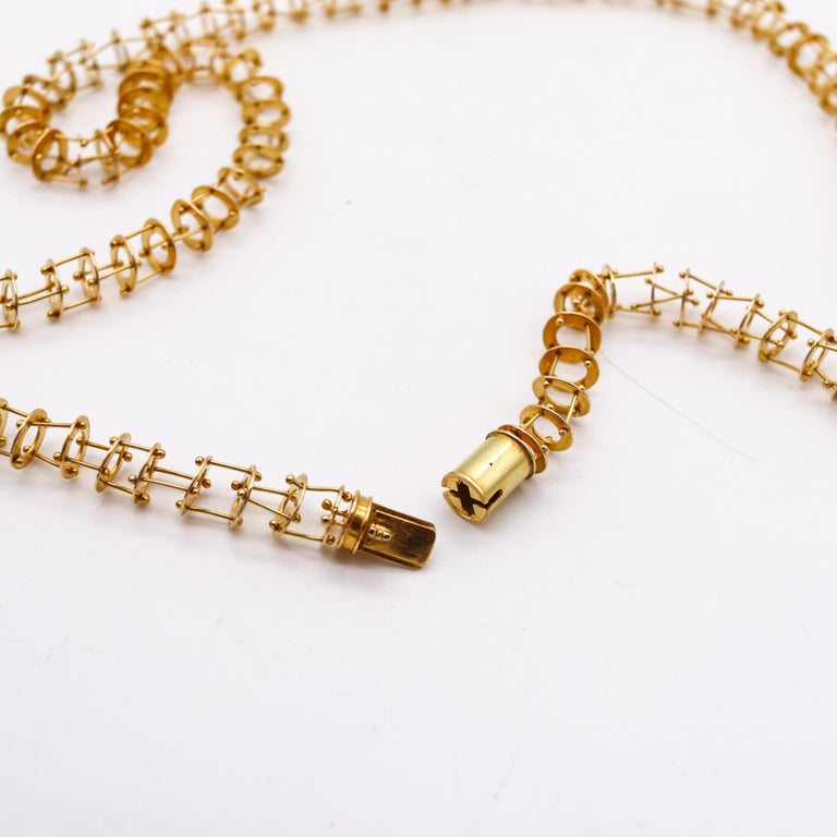 Alberto Zorzi 1980 Geometric Articulated Chain Necklace in 18 Karat ...