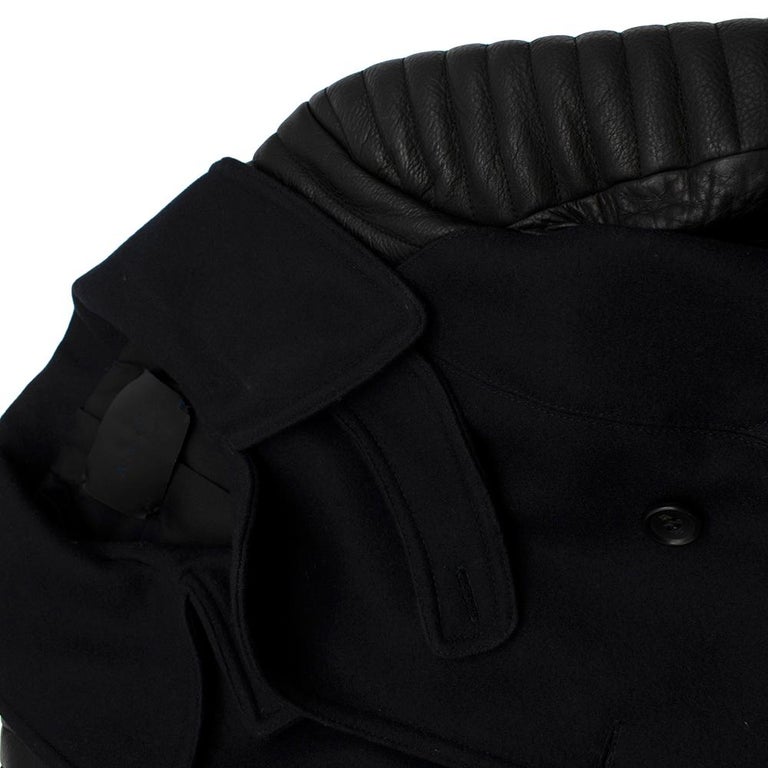 A.L.C. Navy Wool Leather Sleeve Single Breasted Jacket US6 For Sale at ...