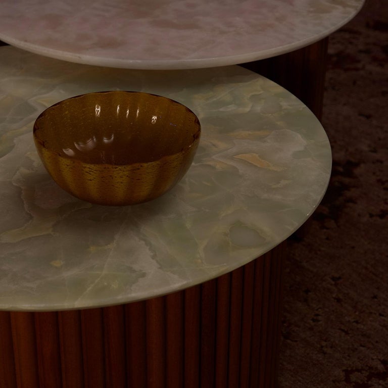 Alchimia Regio Set of 2 Pink&Jade Onyx Coffee Tables by Martina ...