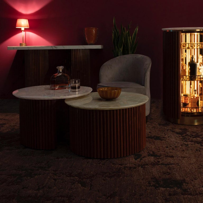 Alchimia Regio Set of 2 Pink&Jade Onyx Coffee Tables by Martina ...