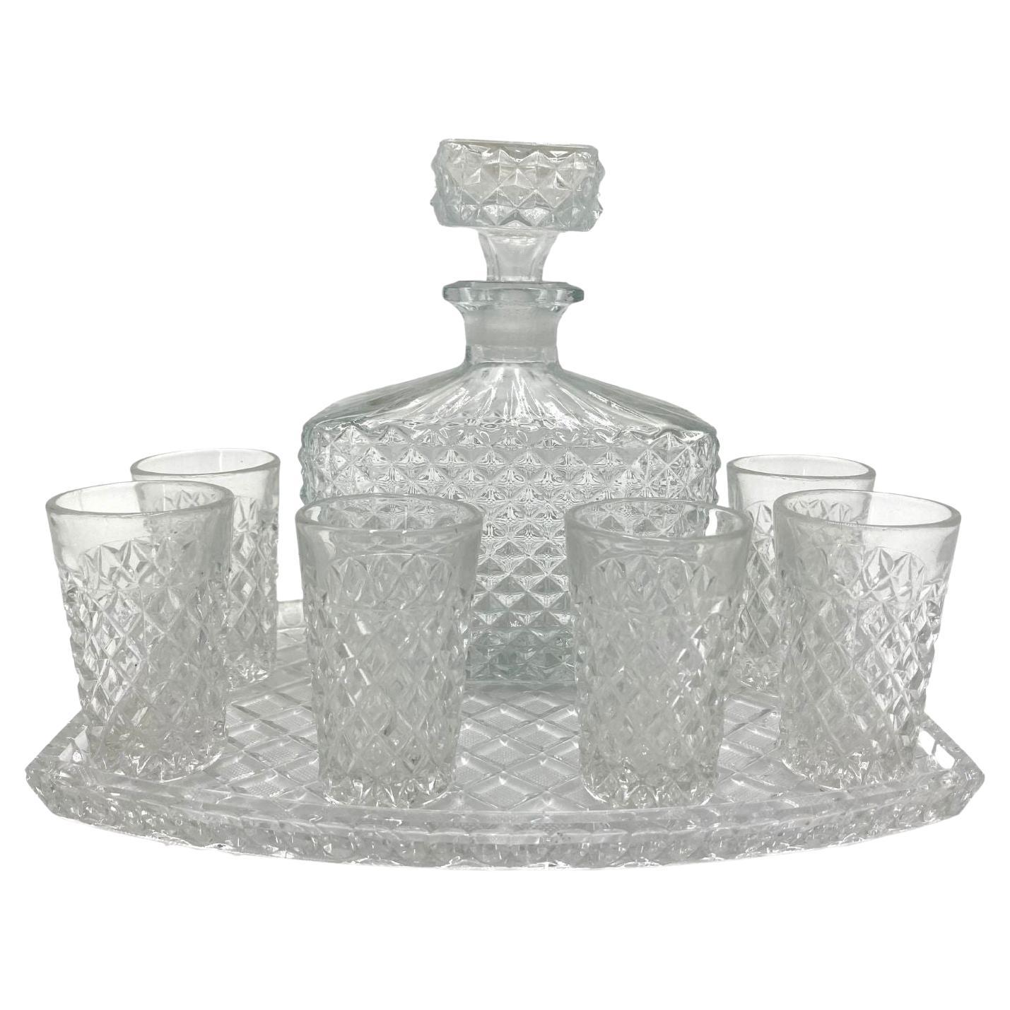 Alcohol Set - Carafe, 6 Glasses, Tray For Sale at 1stDibs