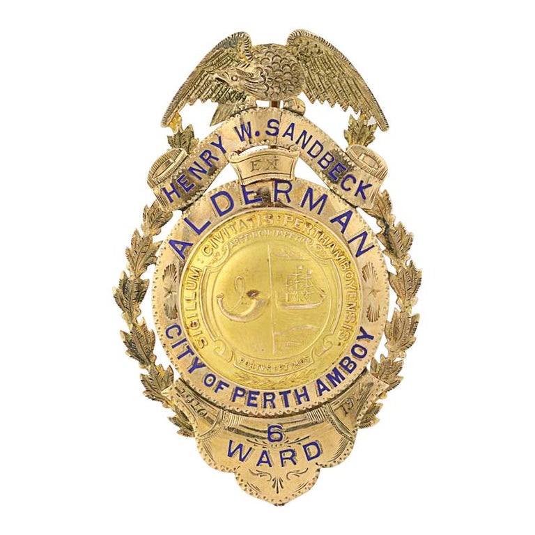 Alderman Badge 1910-1914 City Council 10k Gold Perth Amboy New Jersey ...