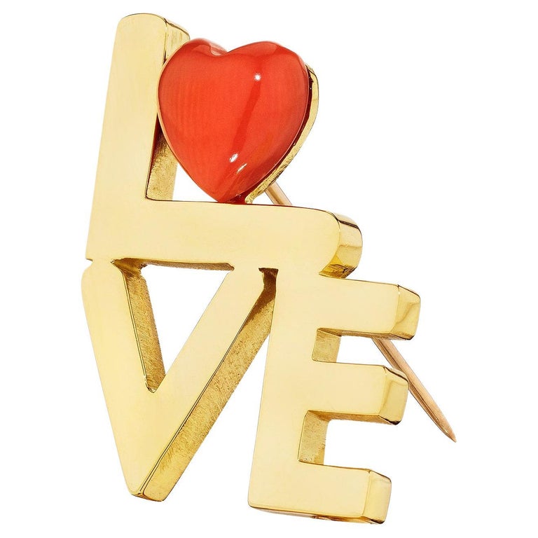 Aldo Cipullo Cartier Modernist Coral Gold Love Brooch at 1stDibs