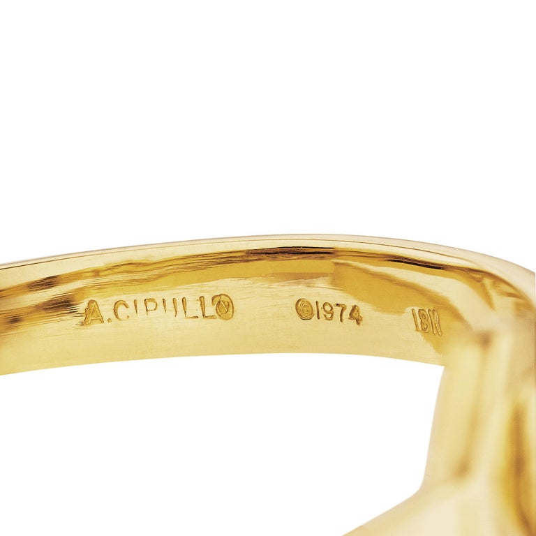Aldo Cipullo Modernist Gold Wrench Bangle Bracelet For Sale at 1stDibs