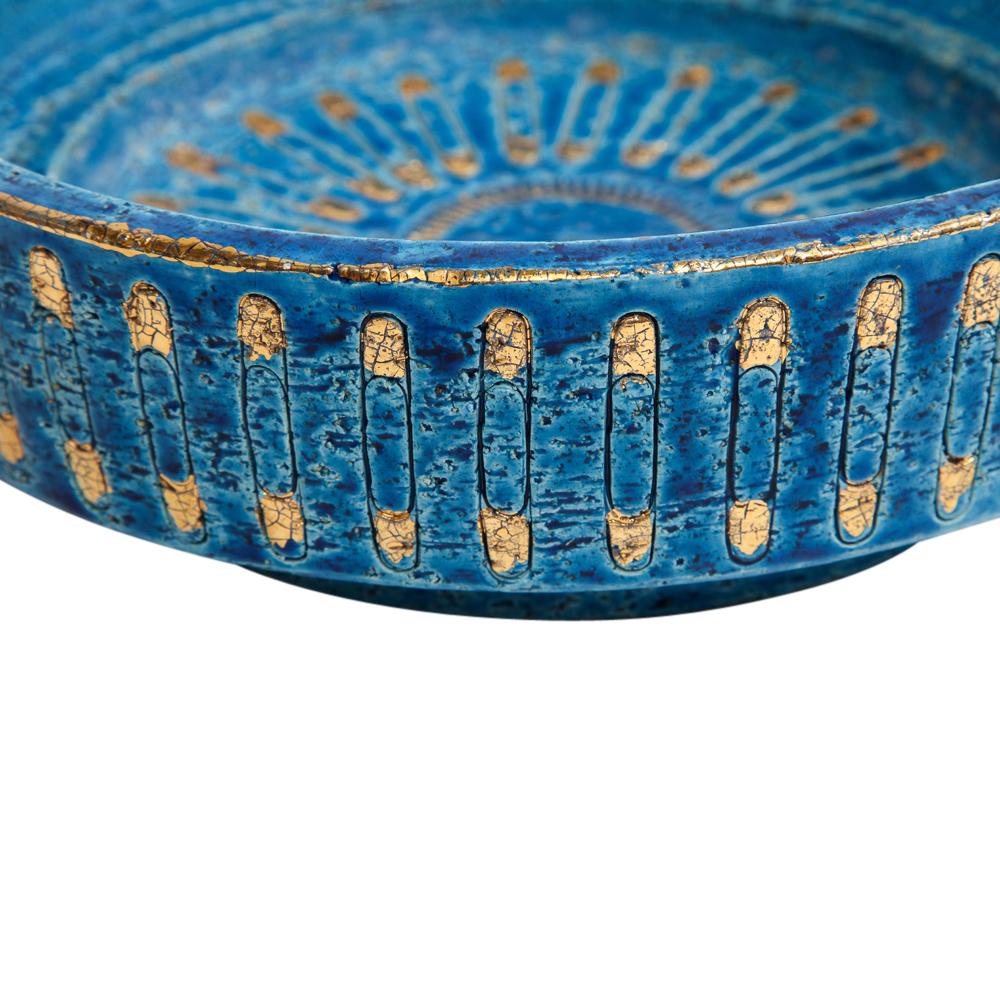 Aldo Londi Bitossi Bowl, Ceramic, Blue, Gold, Safety Pin, Signed at ...