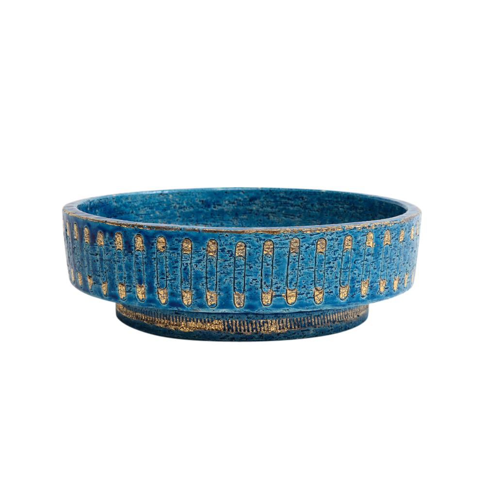 Aldo Londi Bitossi Bowl, Ceramic, Blue, Gold, Safety Pin, Signed at ...