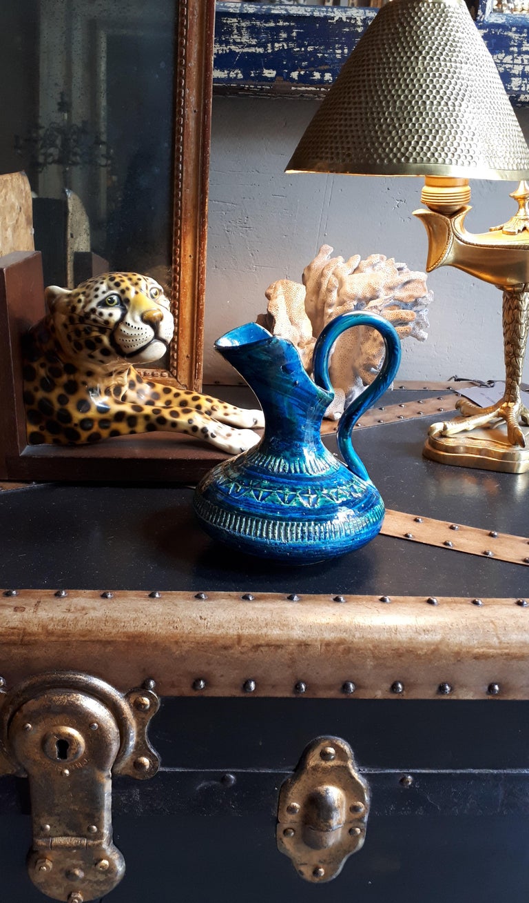 Aldo Londi Bitossi Rimini Blue Glazed Ceramic Jug Vase at 1stDibs ...