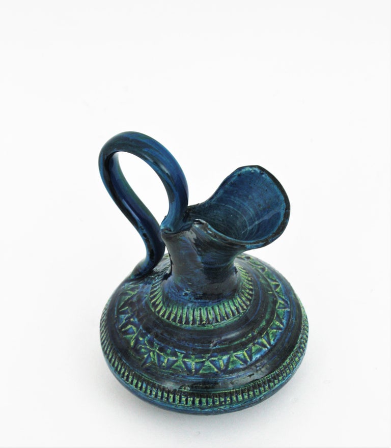 Aldo Londi Bitossi Rimini Blue Glazed Ceramic Jug Vase at 1stDibs ...