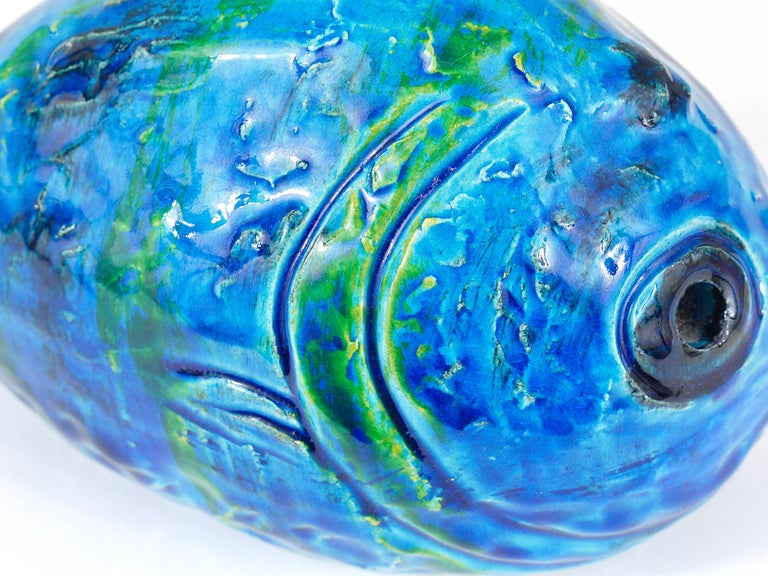 Aldo Londi Bitossi Rimini Blue Glazed Fish Sculpture Figurine, Italy ...