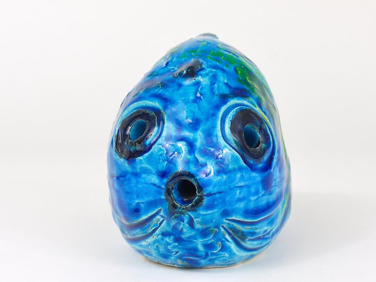 Aldo Londi Bitossi Rimini Blue Glazed Fish Sculpture Figurine, Italy ...