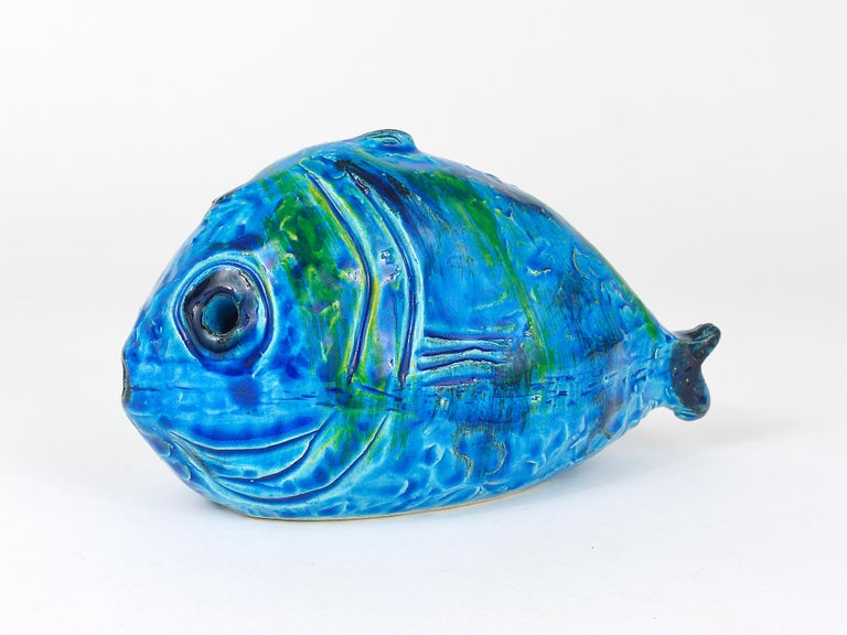 Aldo Londi Bitossi Rimini Blue Glazed Fish Sculpture Figurine, Italy ...