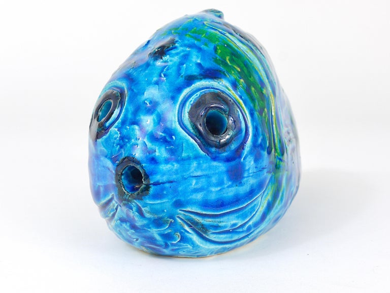 Aldo Londi Bitossi Rimini Blue Glazed Fish Sculpture Figurine, Italy ...