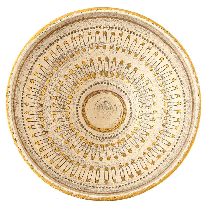 Aldo Londi Bitossi Safety Pin Bowl, Ceramic, Tan and Gold, Signed at ...