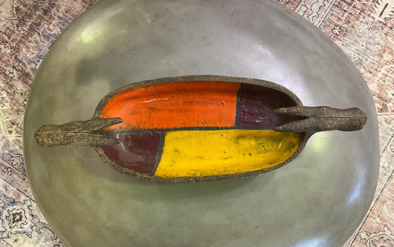 Aldo Londi Bitossi Signed Double Dragon Head Mondrian Midcentury ...