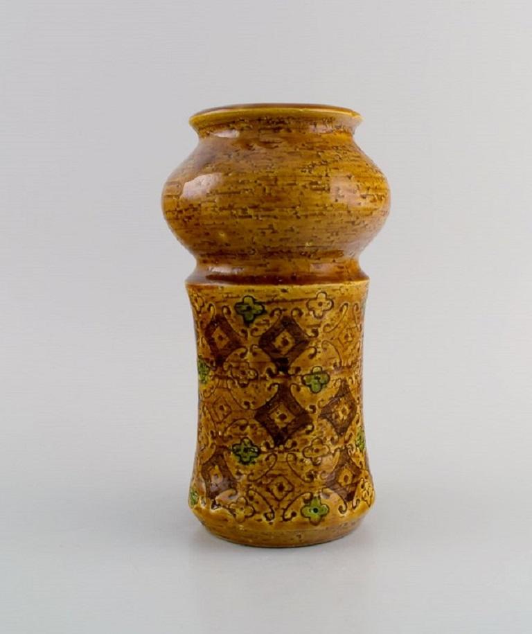 Aldo Londi for Bitossi, Large Vase in Mustard Yellow Glazed Ceramics ...