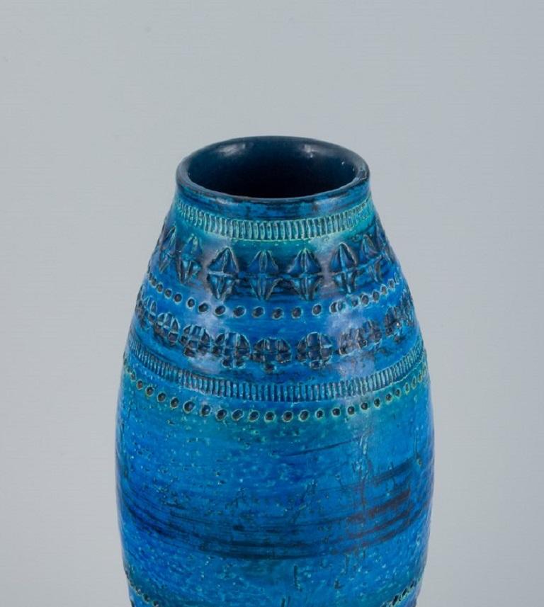 Aldo Londi for Bitossi, Large Vase in Rimini Blue Glazed Ceramic with ...