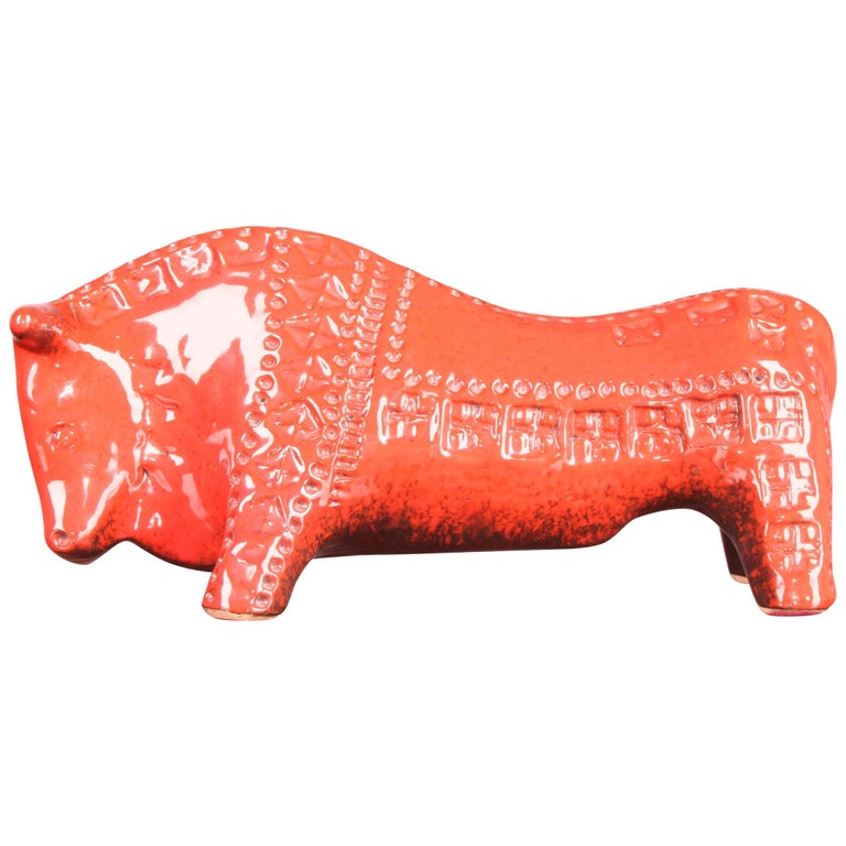 Aldo Londi for Bitossi Red Ceramic Bull For Sale at 1stDibs | bitossi ...
