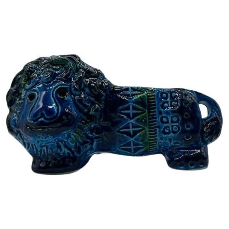 Aldo Londi Lion Figurine, Blue Glazed, Bitossi, Mid 20th Century For ...