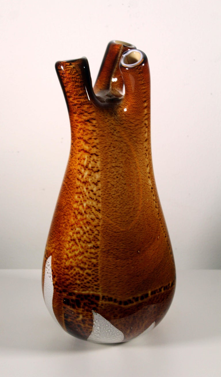 Aldo Nason Mid-Century Modern Handblown Glass with Amber Swirl Pattern ...