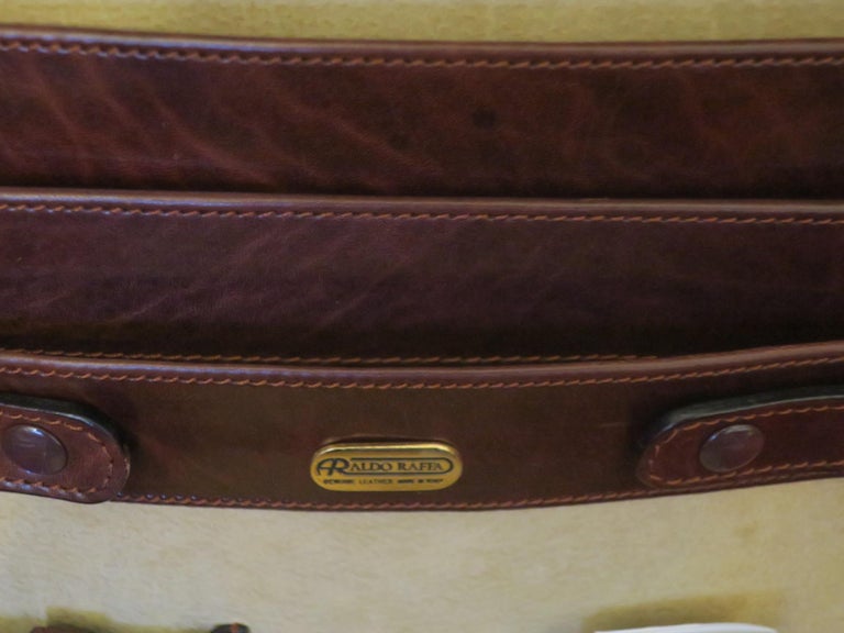Aldo Raffa Brown Embossed Leather Vertical Briefcase For Sale at 1stDibs