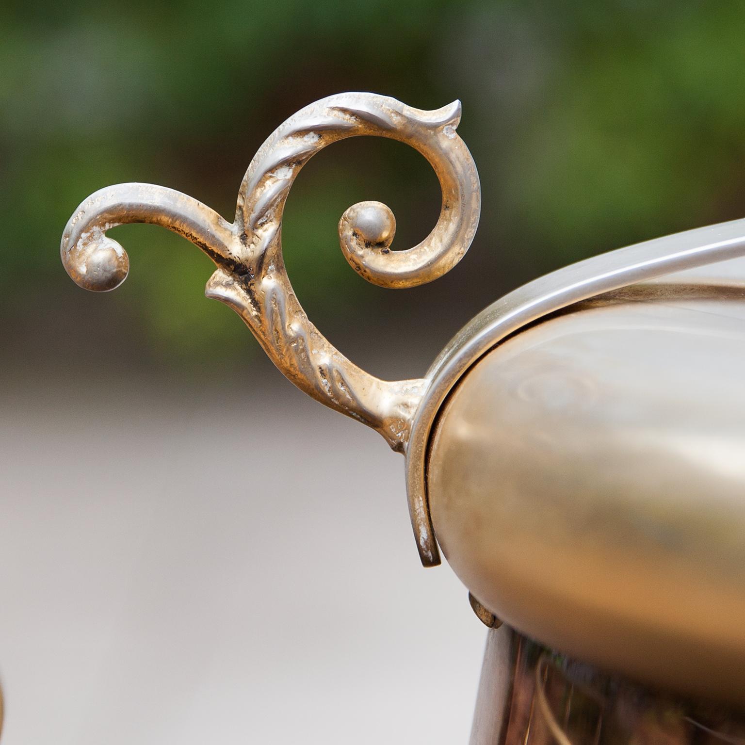 Aldo Tura Brown Goatskin Pipe Bar Cart For Sale at 1stDibs