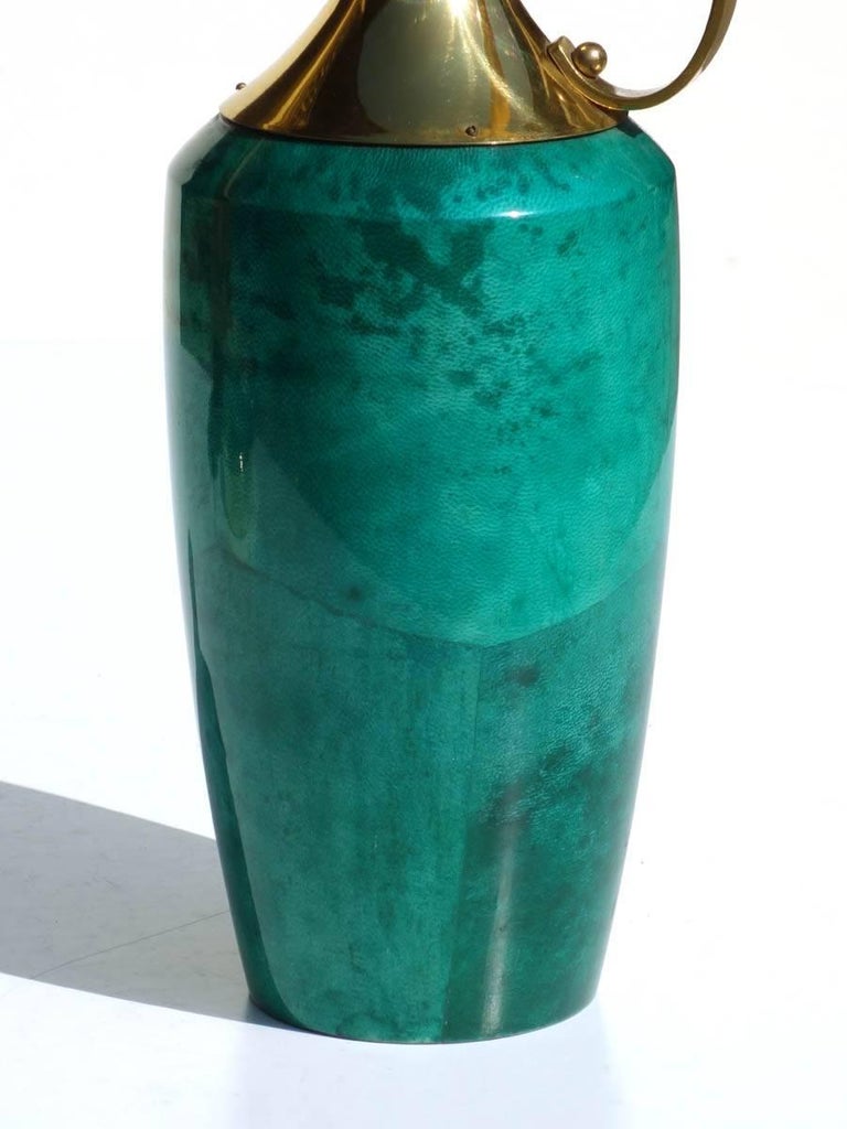 Aldo Tura by Macabo Midcentury Italy 1950s Green Malachite Goatskin ...