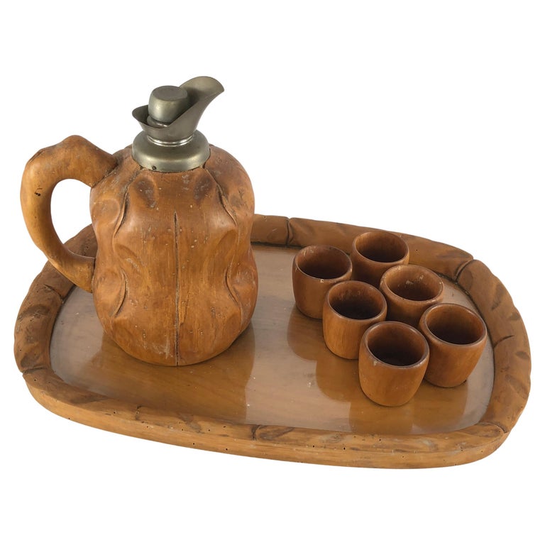 Aldo Tura Carafe, Tray and Glasses Set for Macabo, 50s For Sale at 1stDibs