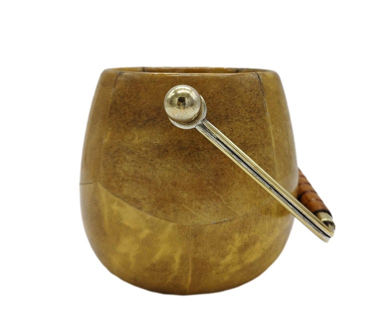 Aldo Tura for Macabo Goatskin and Brass Ice Bucket, Italy 1950s For ...