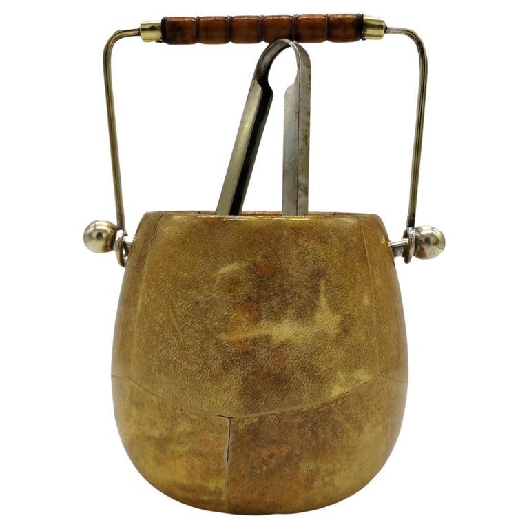 Aldo Tura for Macabo Goatskin and Brass Ice Bucket, Italy 1950s For ...