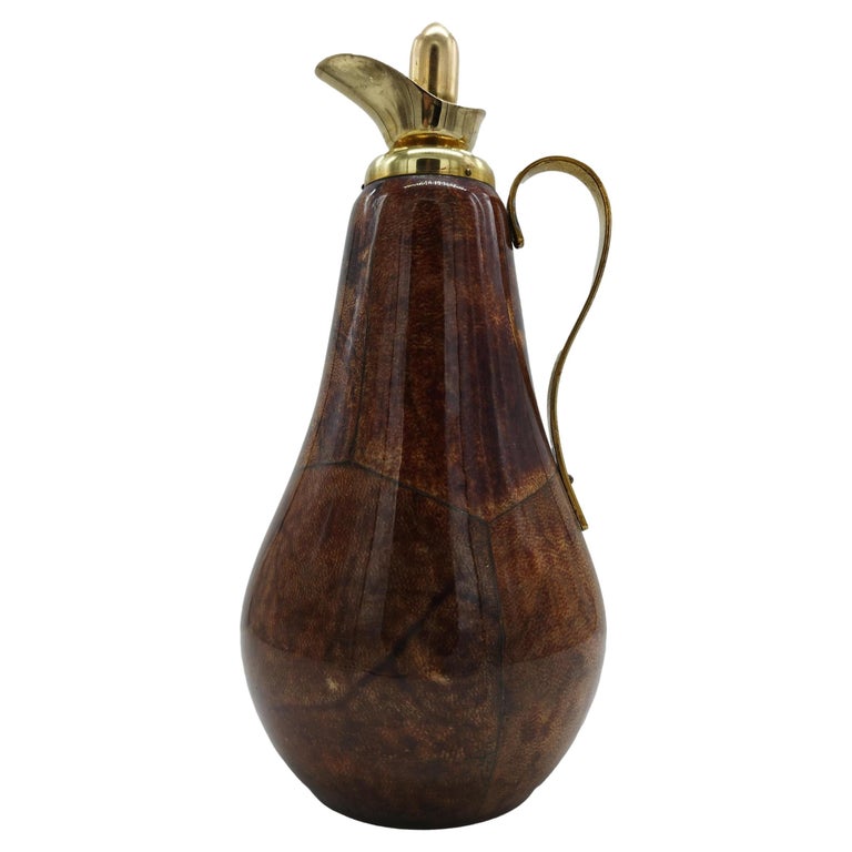 Aldo Tura for Macabo Goatskin and Brass Thermos Carafe, Italy 1960s For ...