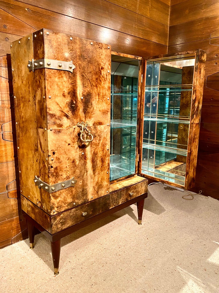 Aldo Tura Goatskin Cabinet Bar, 1950s at 1stDibs