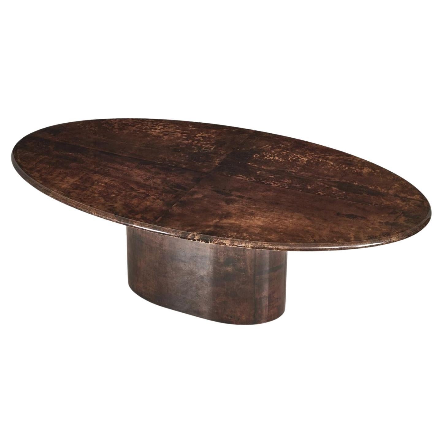 Elegant Aldo Tura Goatskin Chess Table with Gilt Base at 1stDibs