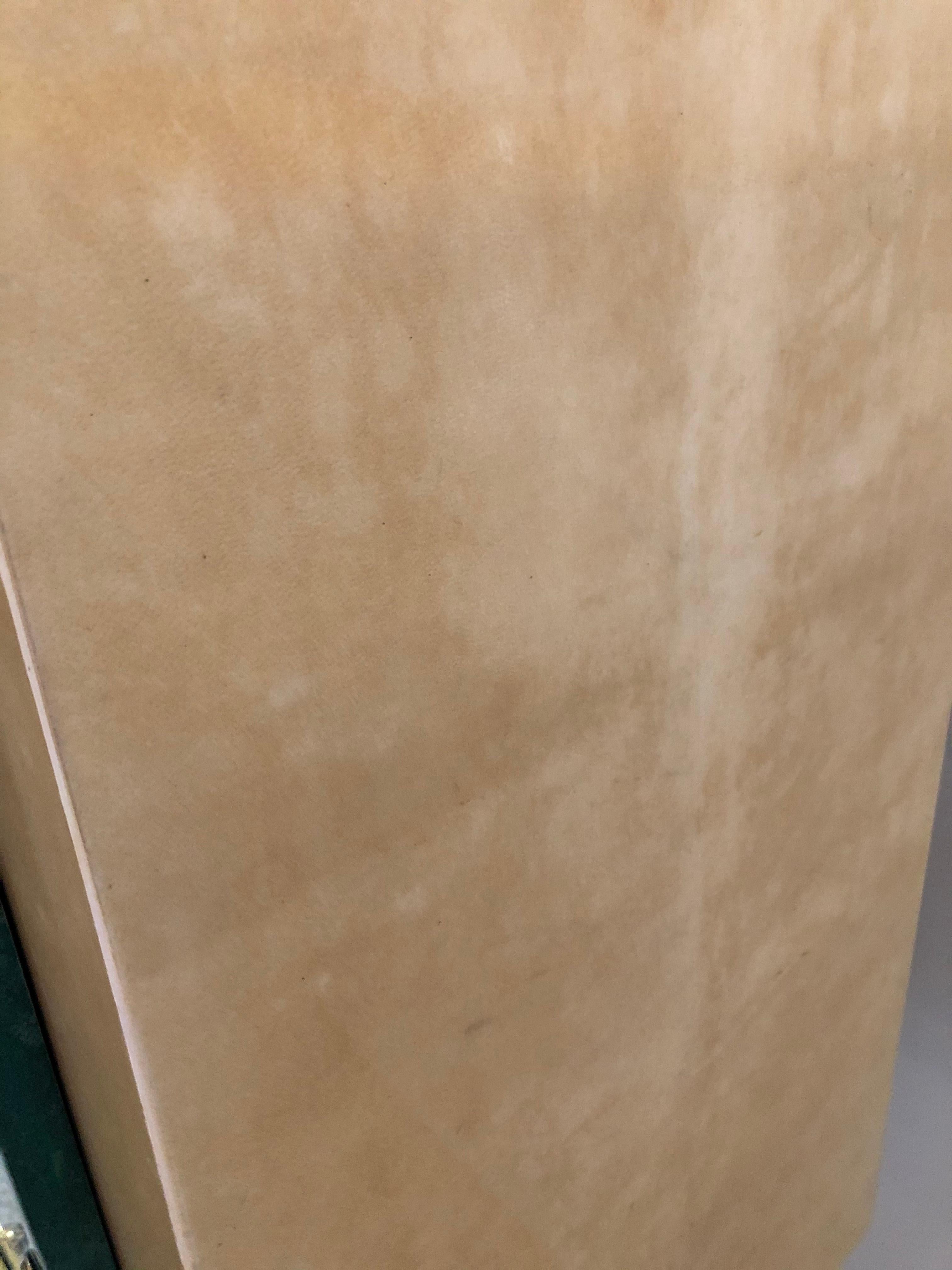 Aldo Tura Goatskin Mirror and Glass Illuminated Bar Cabinet at 1stDibs