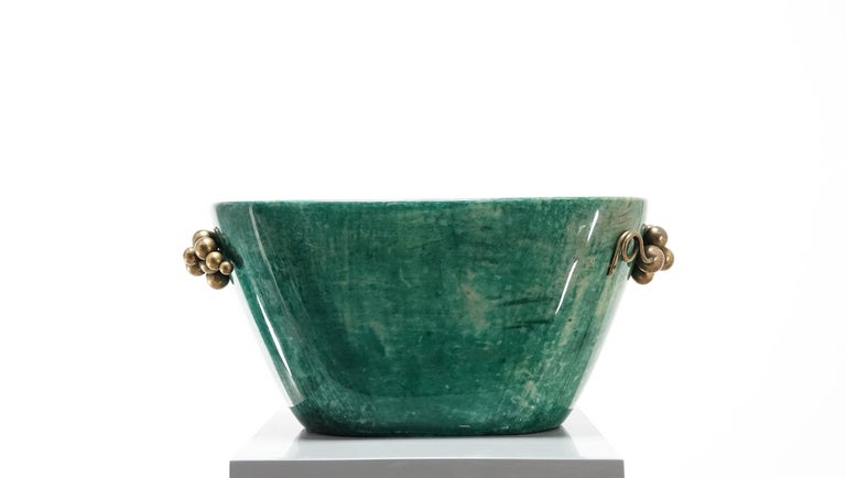Aldo Tura Huge Green Goatskin Champagne and Wine Cooler Milan Italy ...