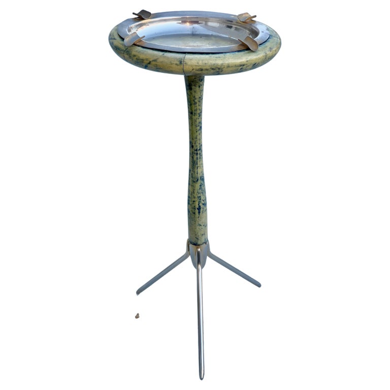 Aldo Tura Lacquered Goatskin Ashtray on Brass Tripod For Sale at 1stDibs
