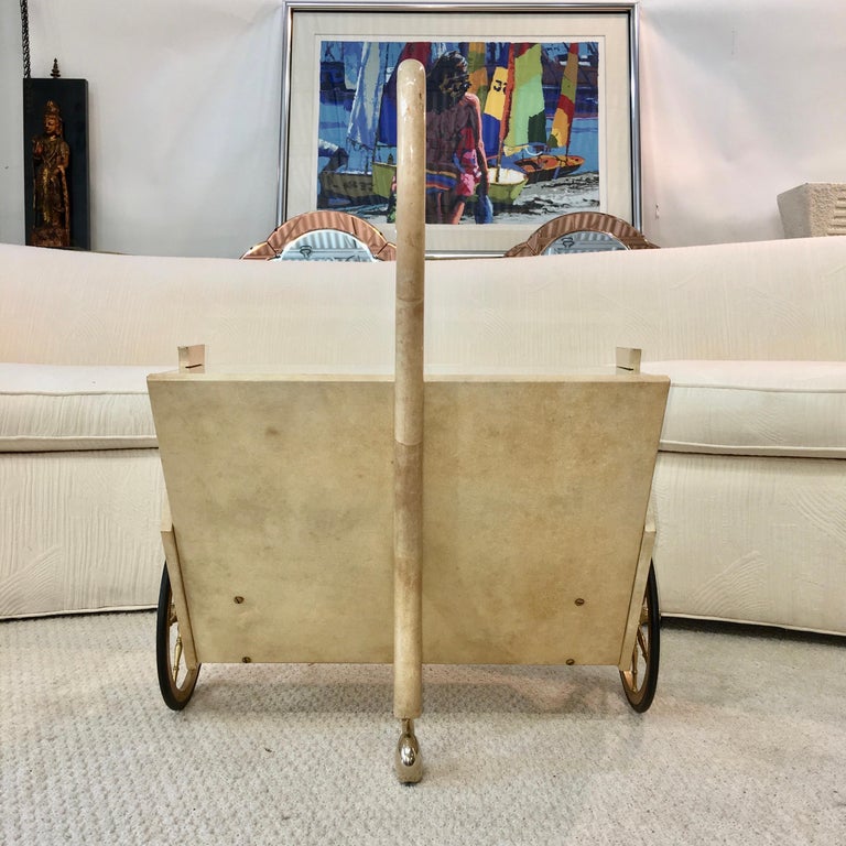 Aldo Tura Lacquered Goatskin Magazine Cart at 1stDibs