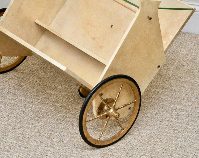 Aldo Tura Lacquered Goatskin Magazine Cart at 1stDibs