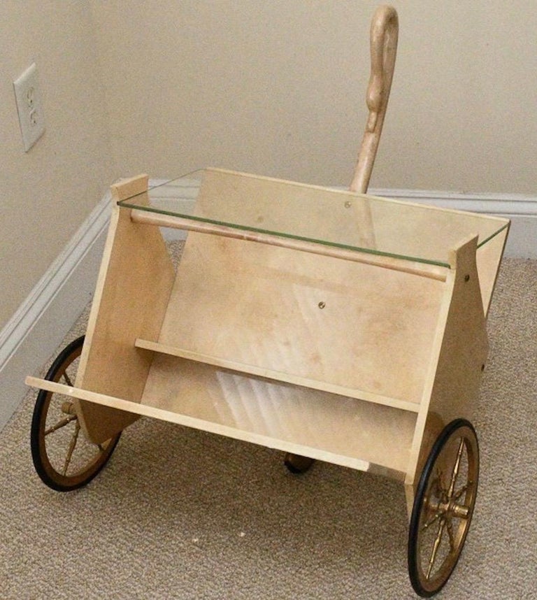 Aldo Tura Lacquered Goatskin Magazine Cart at 1stDibs