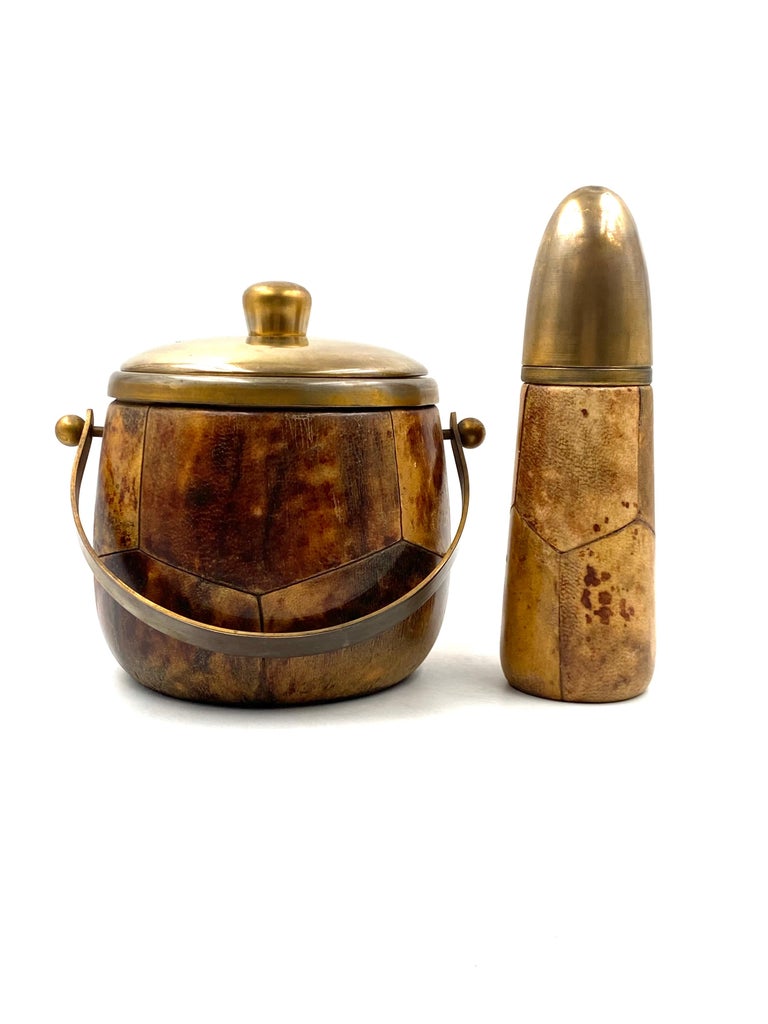 Aldo Tura, Luxury Barware Set in Brass and Parchment, Italy, Early ...