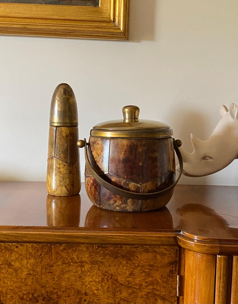 Aldo Tura, Luxury Barware Set in Brass and Parchment, Italy, Early ...