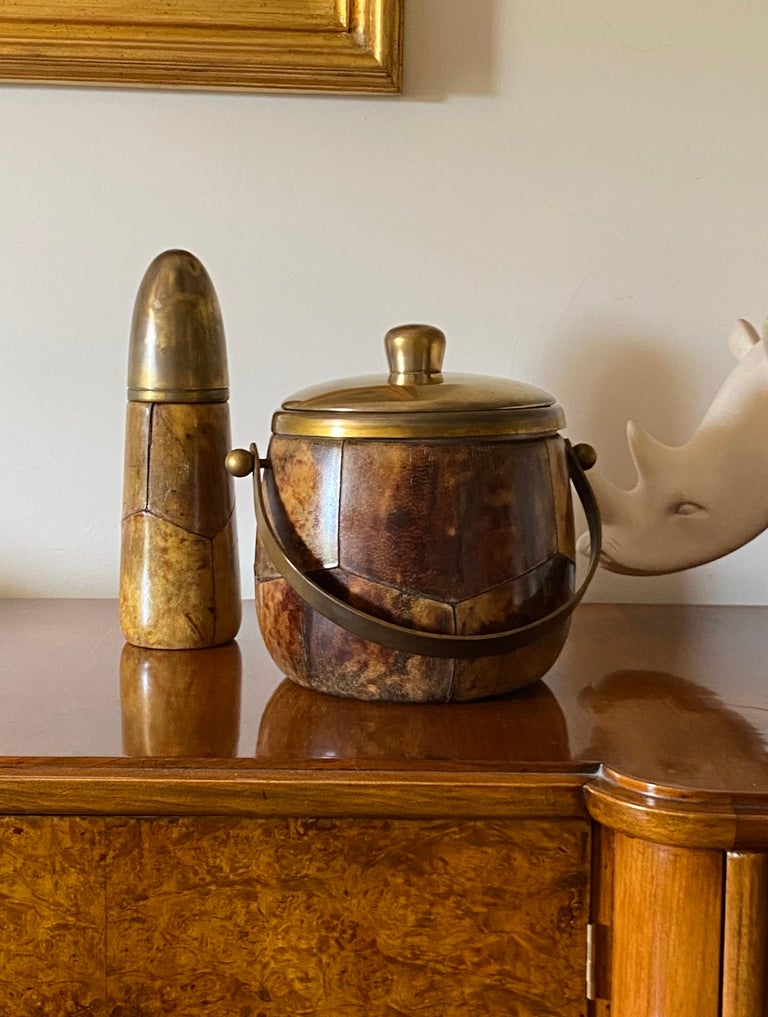 Aldo Tura, Luxury Barware Set in Brass and Parchment, Italy, Early ...