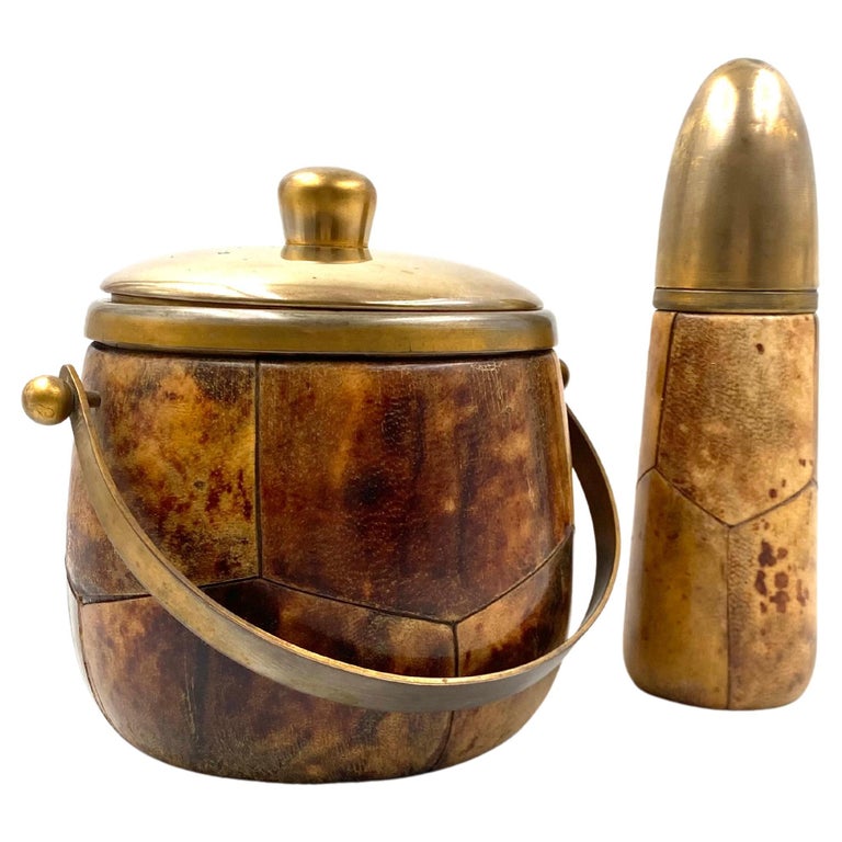 Aldo Tura, Luxury Barware Set in Brass and Parchment, Italy, Early ...