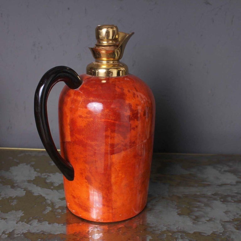 Aldo Tura Macabo Fancy Party Thermos Red Goatskin Carafe Italy 1950s ...