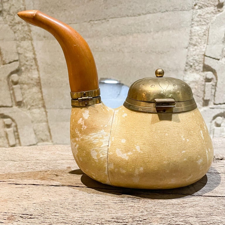 Aldo Tura Macabo Tobacco Pipe Container Lacquered Goatskin and Brass ...