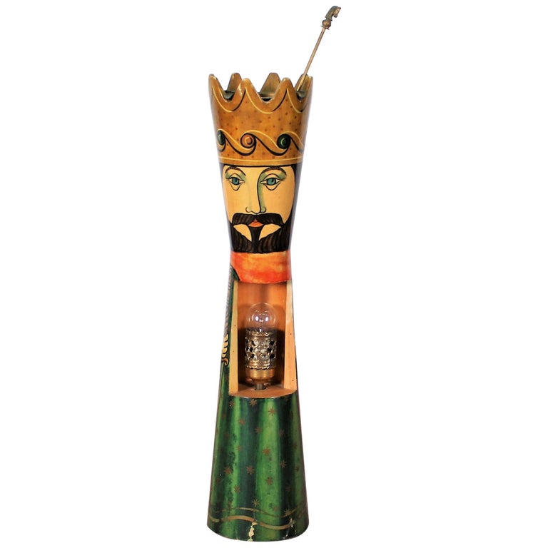 Midcentury Brass and Wood Parchment Ashtray Floor Lamp Aldo Tura Italy ...