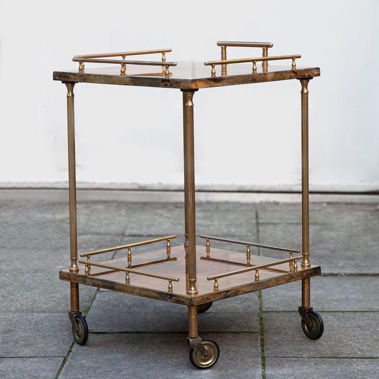 Aldo Tura Small Serving Bar Cart Light Brown at 1stDibs