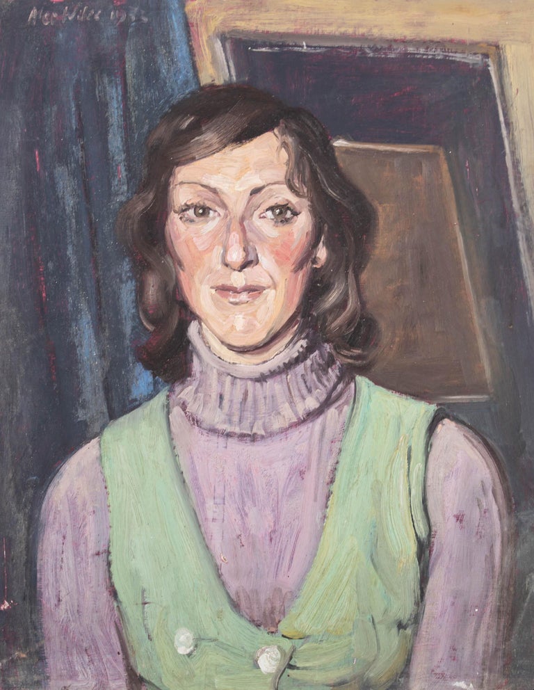 Alec Wiles - Alec Wiles (1924-2021) - 1973 Oil, Lady In Lilac and Green ...