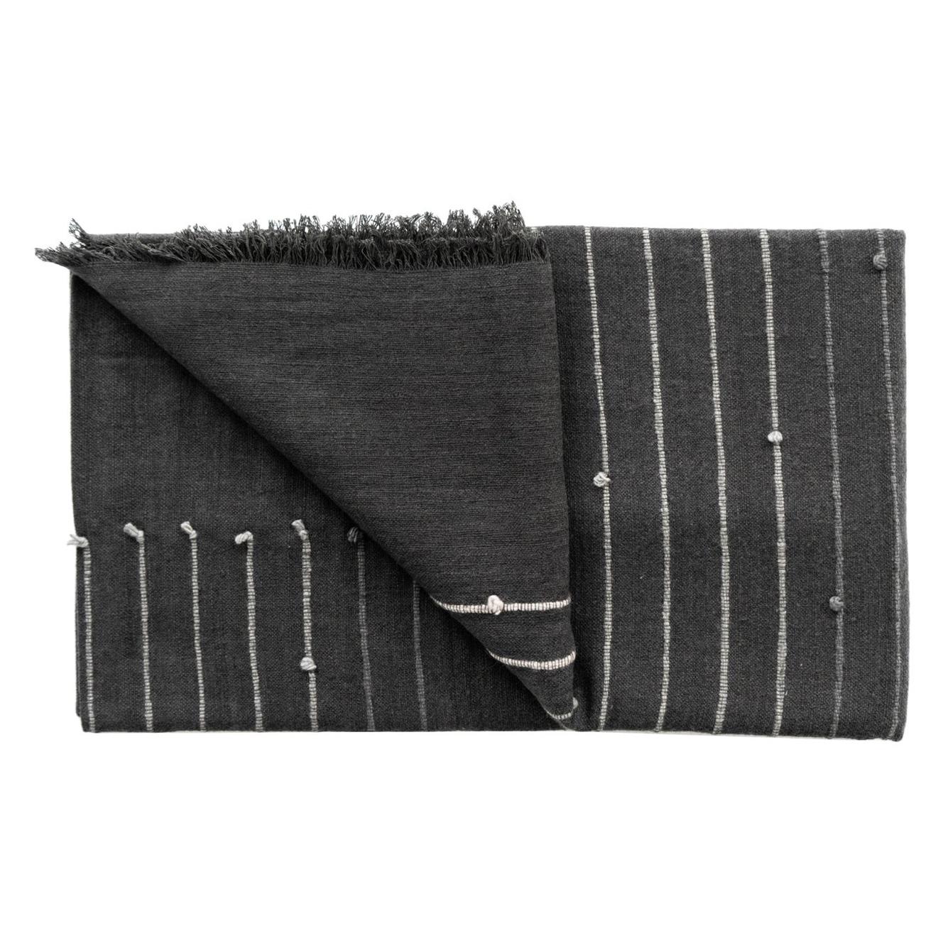 Alei Handloom Throw / Blanket In Charcoal Black , Stripes Pattern For ...