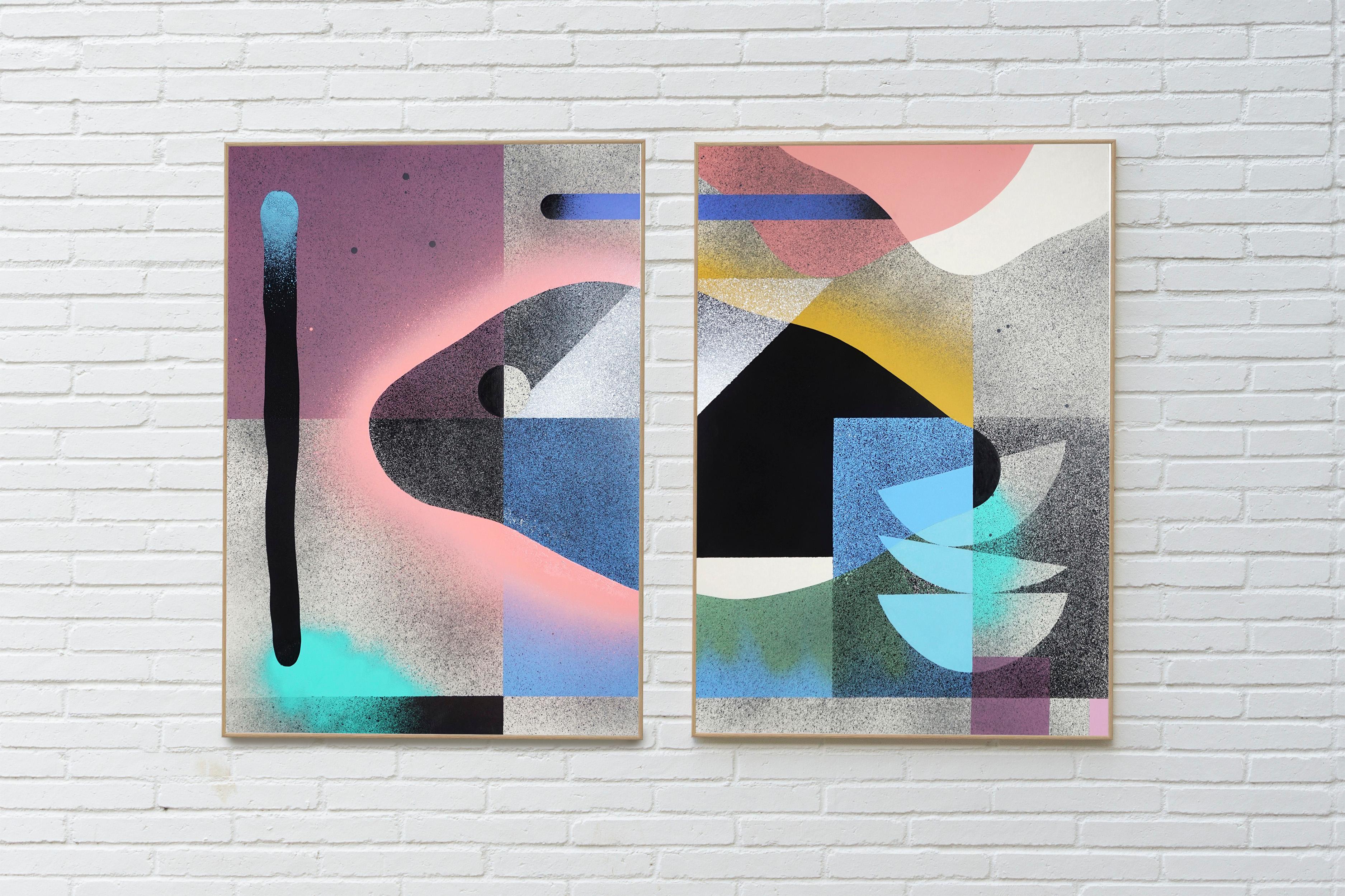 Aleix Font - Space, Geometric Floral Patterns Diptych, Urban Style ...